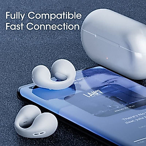 AQWEI Wireless Ear Clip Bone Conduction Headphones, Clip-Ear Headphones, Noise Canceling Digital Display Ear Clips, Bluetooth Sports Headphones (Black)