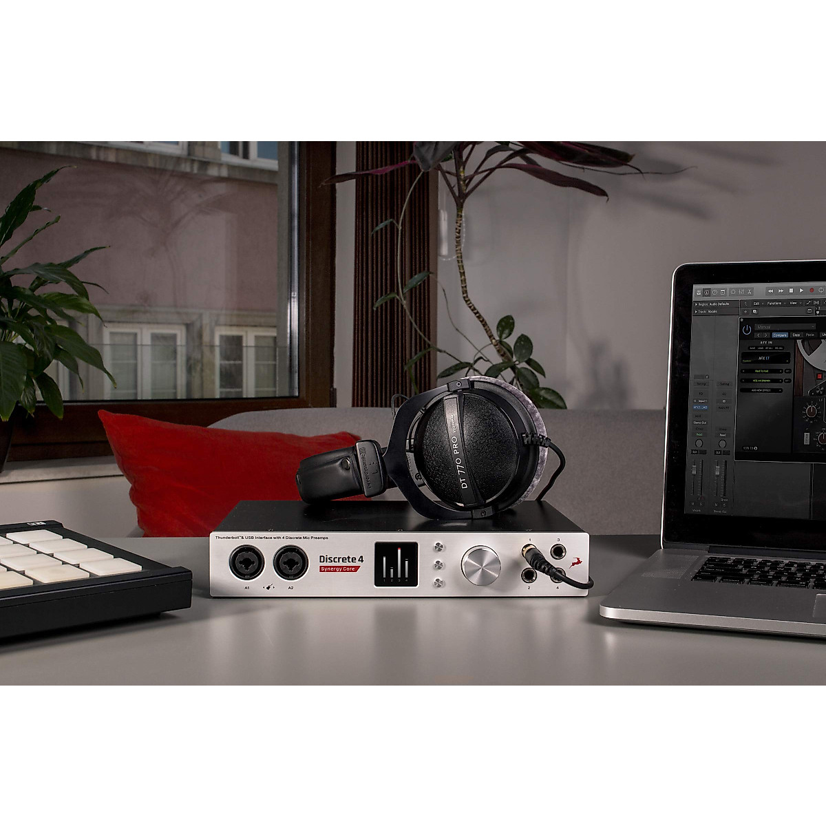 Antelope Audio Discrete 4 Synergy Core Desktop Audio Interface for Music Professionals - Thunderbolt & USB 4 Channel Microphone Preamp Recording, Streaming Studio Audio Interface w/37 FX Included