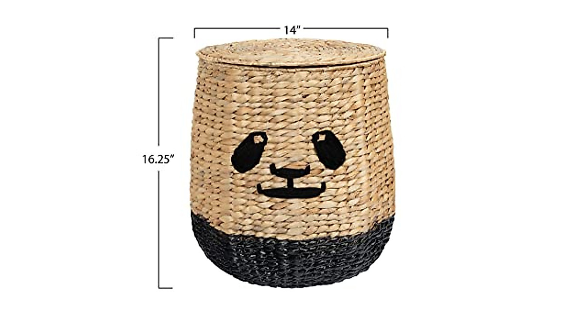 Bloomingville Panda Face Rattan Basket for Kids’ Room Storage