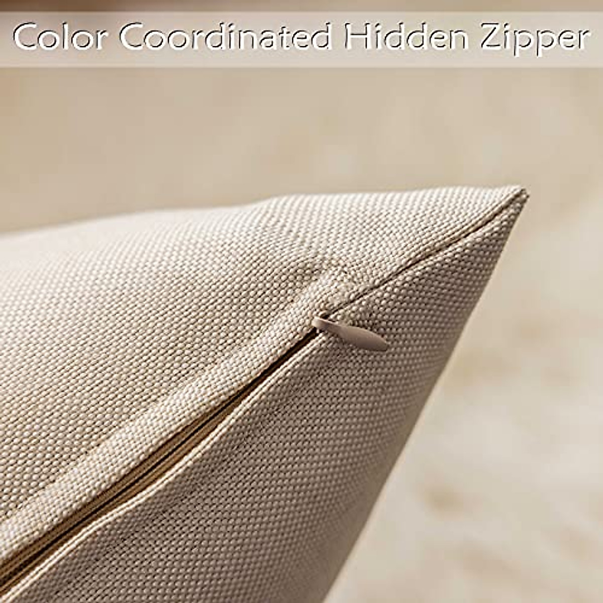 Home Brilliant Linen Pillow Covers Waterproof Outdoor Pillows for Patio Pillow Covers for Couch, 18 inch, 45 cm, 4 Pcs, Light Linen