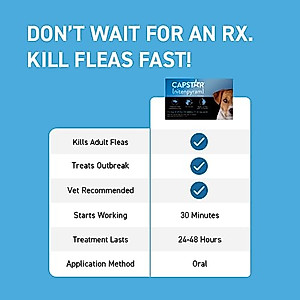 CAPSTAR (nitenpyram) Oral Flea Treatment for Dogs, Fast Acting Tablets Start Killing Fleas in 30 Minutes, Small Dogs (2-25 lbs), 6 Doses