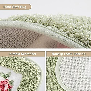 SADDROP Pretty Floral Rural Style Romantic Rose Flower Rug Shaggy Area Rugs Soft Non-Slip Doormat Floor Mat Bath Mat Bathroom Shower Rug Bedroom Living Room Carpet (Pink, 16in*24in)