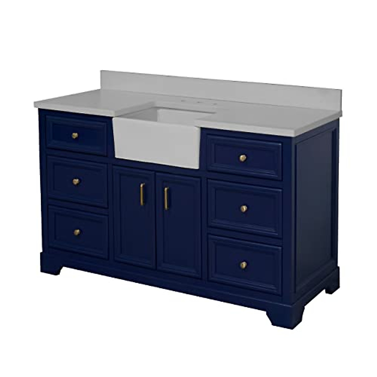 Kitchen Bath Collection Zelda 60-inch Single Farmhouse Vanity (Quartz/Royal Blue): Includes Royal Blue Cabinet with Stunning Quartz Countertop and White Ceramic Farmhouse Apron Sink