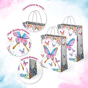 Butterfly Party Bags Pack of 16 – Printed Butterfly Gift Bags with Handles – Sturdy Butterfly Goodie Bags for Treats & Gifts | Stylish Butterfly Candy Bags, Ideal for Any Butterfly Themed Party