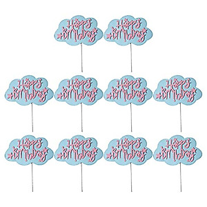 Amosfun Blue Paper Cake Toppers Cloud Design Cake Picks Birthday Cupcake Decoration Party Dessert Fruit Insert Favor for Party Cake Decortion