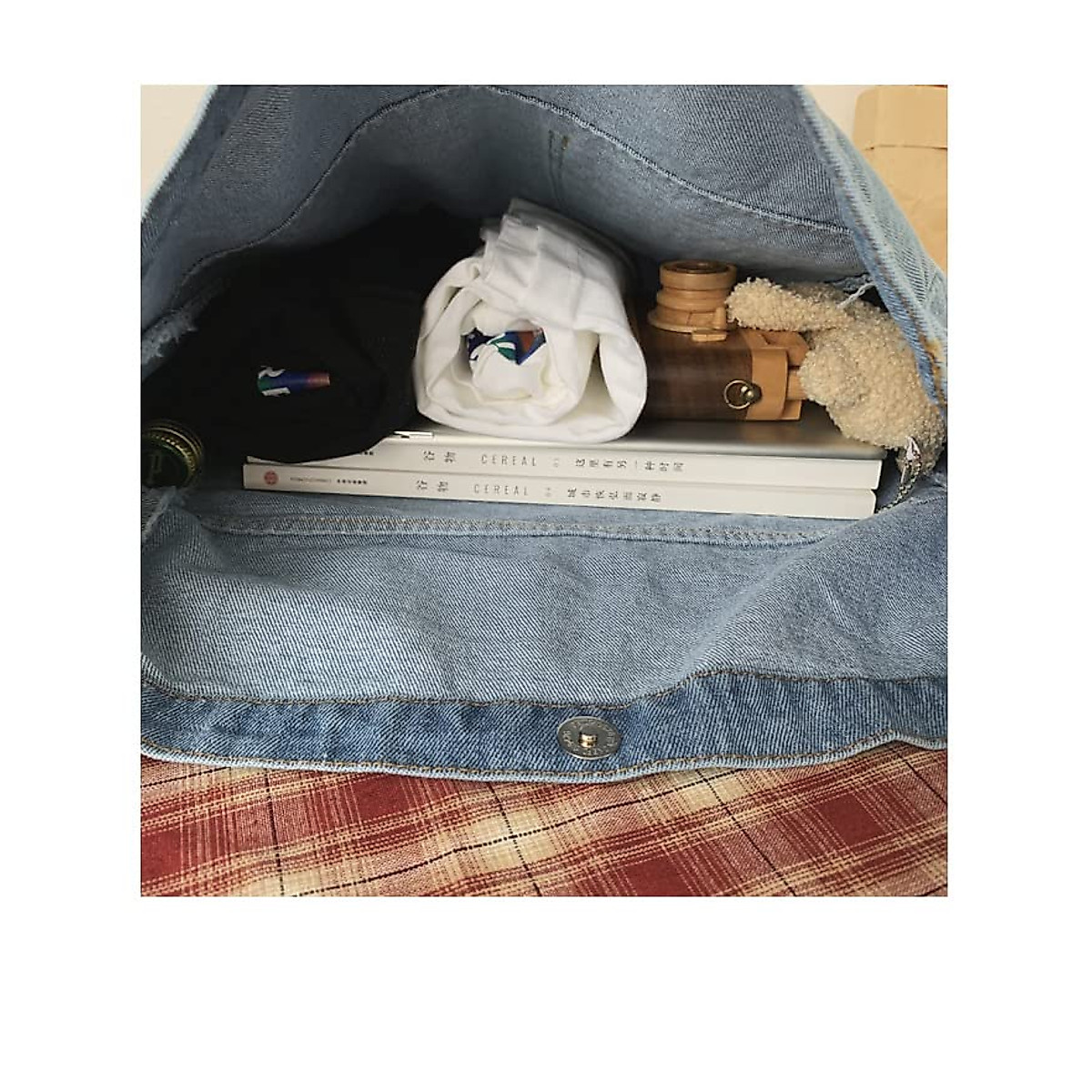 Retro Y2K Denim Shoulder Bag, Large Capacity Hobo Crossbody Messenger Bag, Aesthetic Handbag Fairy Grunge Tote Bag (Dark Blue)