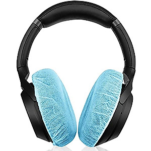Tvoip 100Pcs Blue Non-Woven Sanitary Headphone Ear Cover, Disposable Super Stretch Covers Washable, for Most On Ear Headphones Earpads (6.5 cm/ 2.6 Inch)