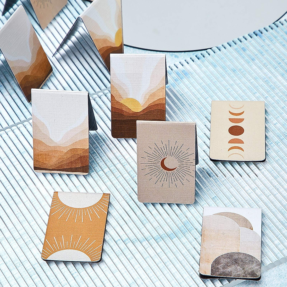 10 Pieces Magnetic Bookmarks Magnet Page Markers Assorted Inspirational Book Markers Set with Landscape for Presents Students Teachers Reading (Sunset Style,3.5 x 5.5 cm)