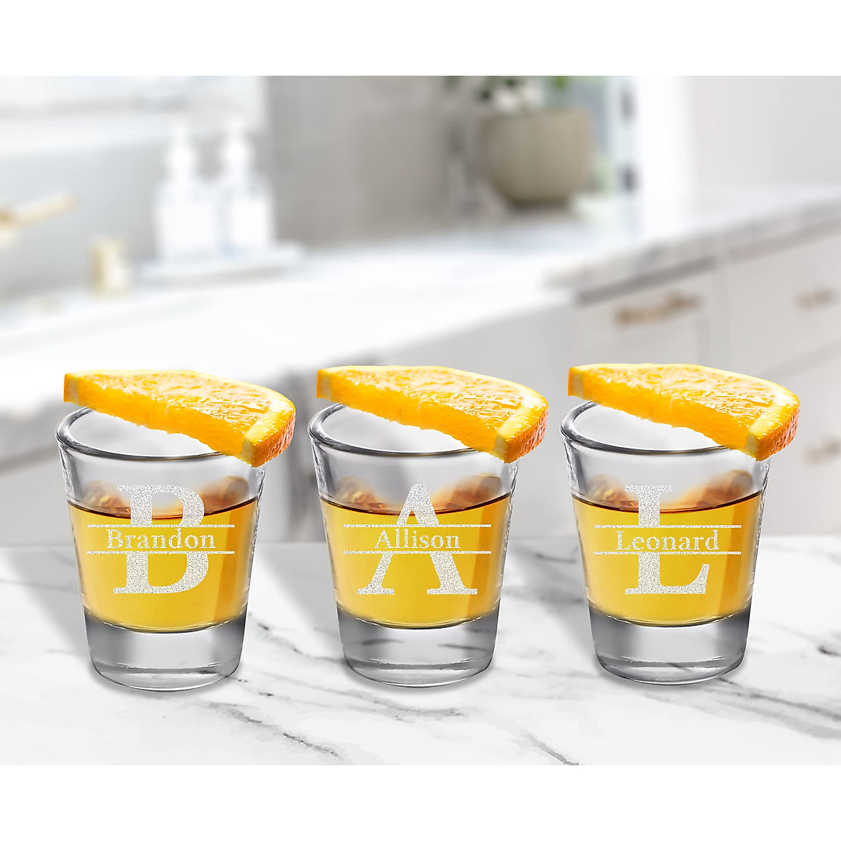 Personalized Shot Glass 1.5 oz Custom Shot Glass with Name and Monogram Whiskey Tequila Liqueur Heavy Base Mini Glass for Drinkware Decoration Gift