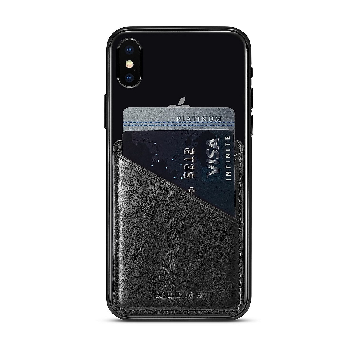 Arlgseln Cell Phone Card Holder, Multi-functional Ultra Slim Adhesive Purse ID/Credit Card Slots Wallet Pocket Sleeve Stick on iPhone/Samsung Galaxy/Smartphone/Tablet Case (Black)