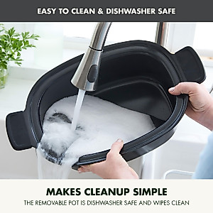 GreenPan Elite 8-in-1 Programmable 6QT Electric Slow Cooker, Dishwasher Safe Lid & Removable Crock, PFAS-Free Healthy Ceramic Nonstick Multi-Cooker, Sear,Sauté/Brown,Steam Basket,Roast, Graphite