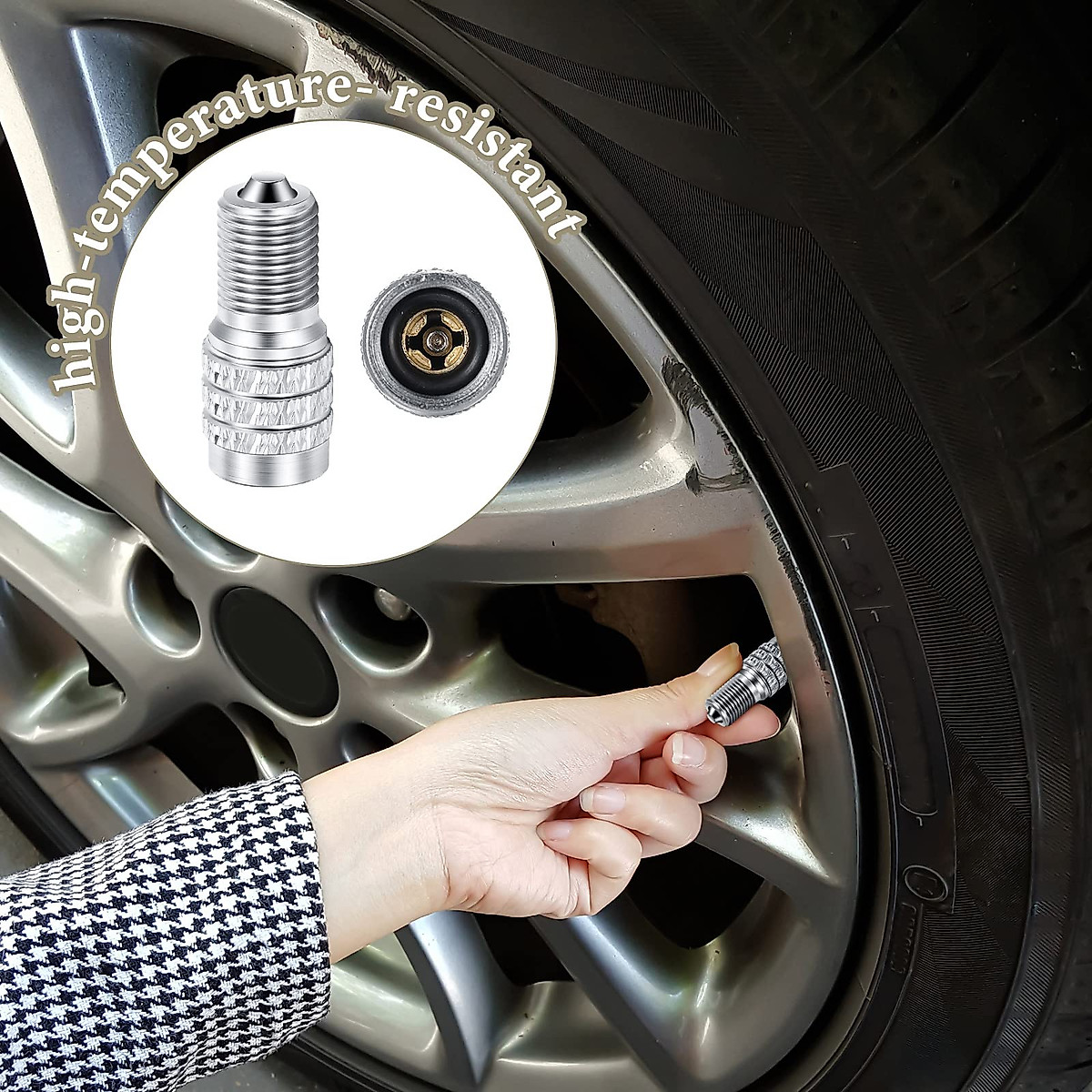 16 Pack Double Valve Stem Cap Inflate Tire Valve Flow Through Tires Cap for High Pressure Truck Car RV Semi Bus Tires