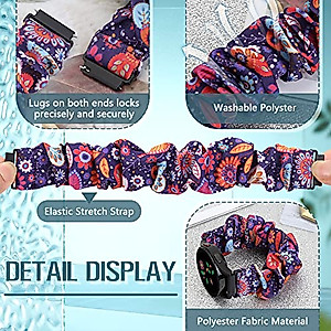 Runostrich Compatible with Samsung Galaxy Watch 6/5/4 40mm 44mm/Galaxy Watch 6/4 Classic/Watch 5 Pro Bands, 10pack 20mm Scrunchie Cute Stretchy Watch Band for Garmin Vivoactive 3/Venu/Venu 2 Plus