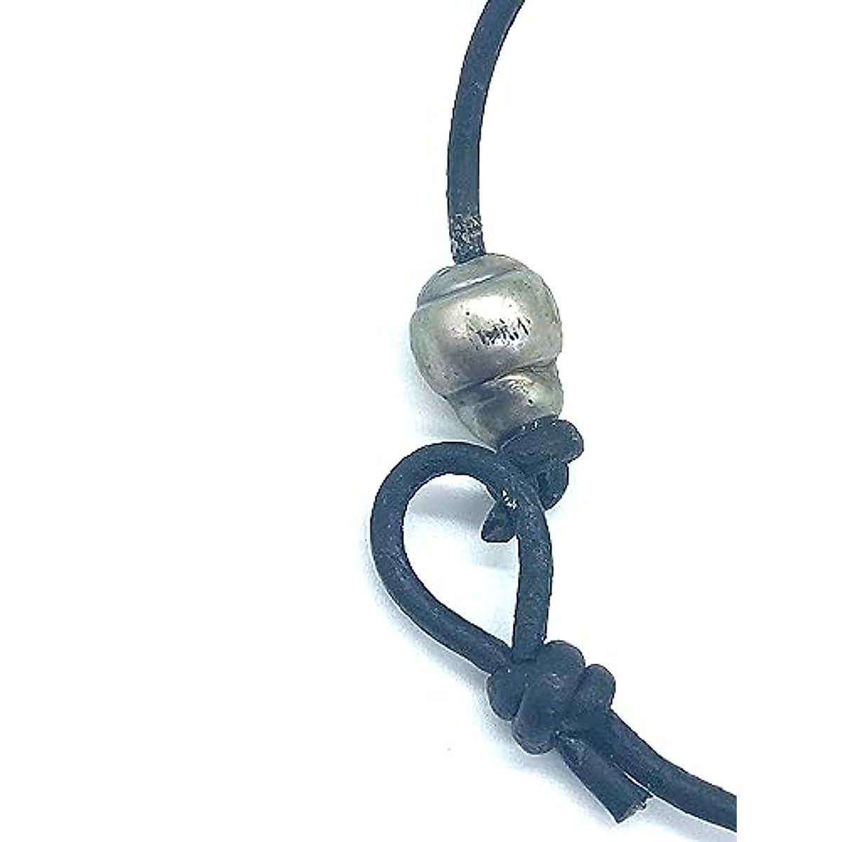 Tahitian Black Pearl on Black Leather Chain