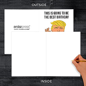 Andaz Press Funny Jumbo Birthday Card With Envelope 8.5 x 11 inch, Greeting Card, Trump Best Birthday, Yuge