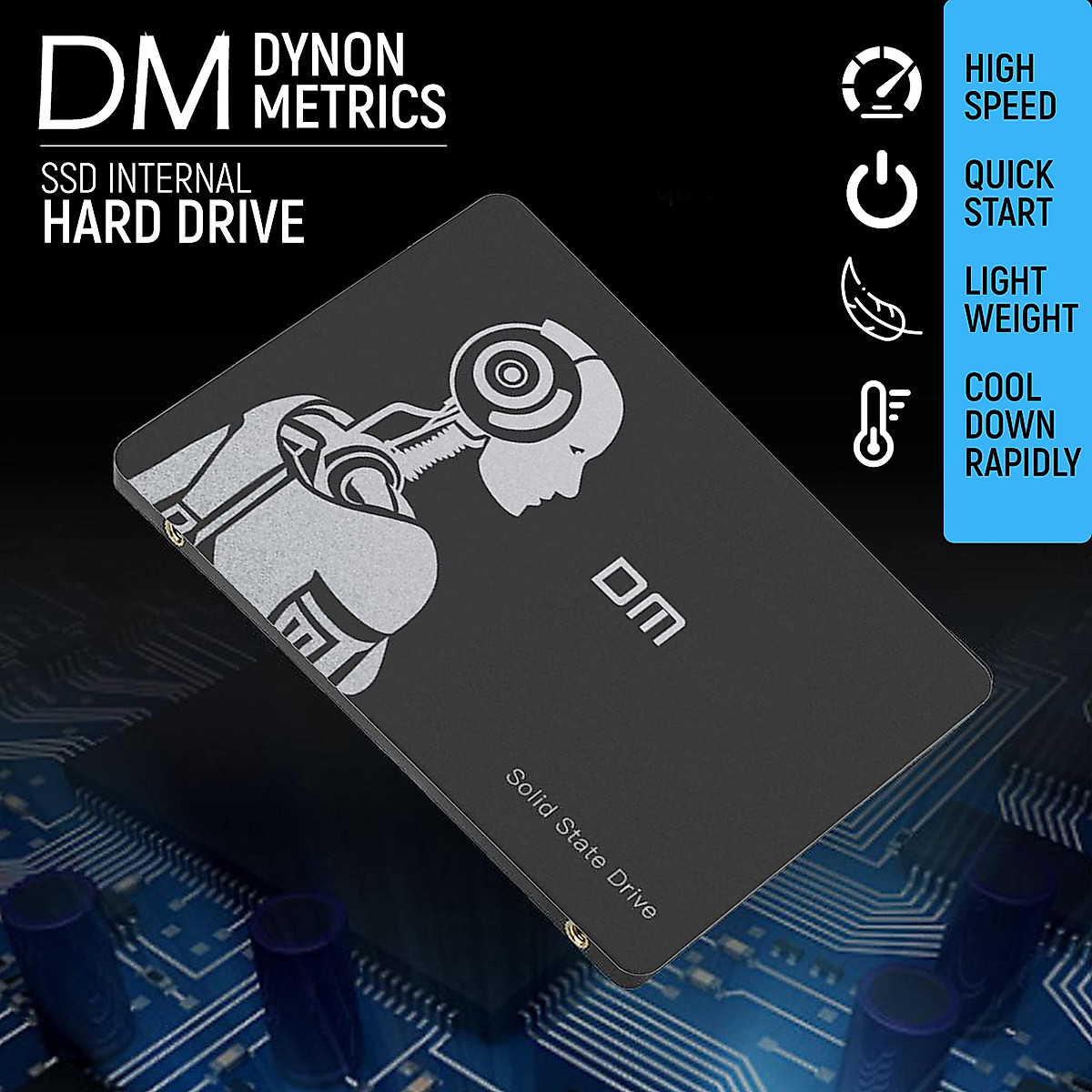 Dynon Metrics SSD Internal Hard Drive – 2.5 Inch High-Speed Internal SSD – SATA 3 Speed Class 6GBPS Solid State Drive – Matte Grey Finish – Low Temperature Regulation - 128 GB