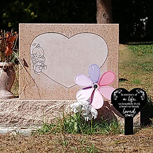 Memorial Grave Markers Heart Memorial Stake Sympathy Grave Plaque Stake Cemetery Garden Stake Memorial Acrylic Grave Stake Waterproof Memorial Plaque Garden Grave Decoration for Cemetery Outdoors Yard