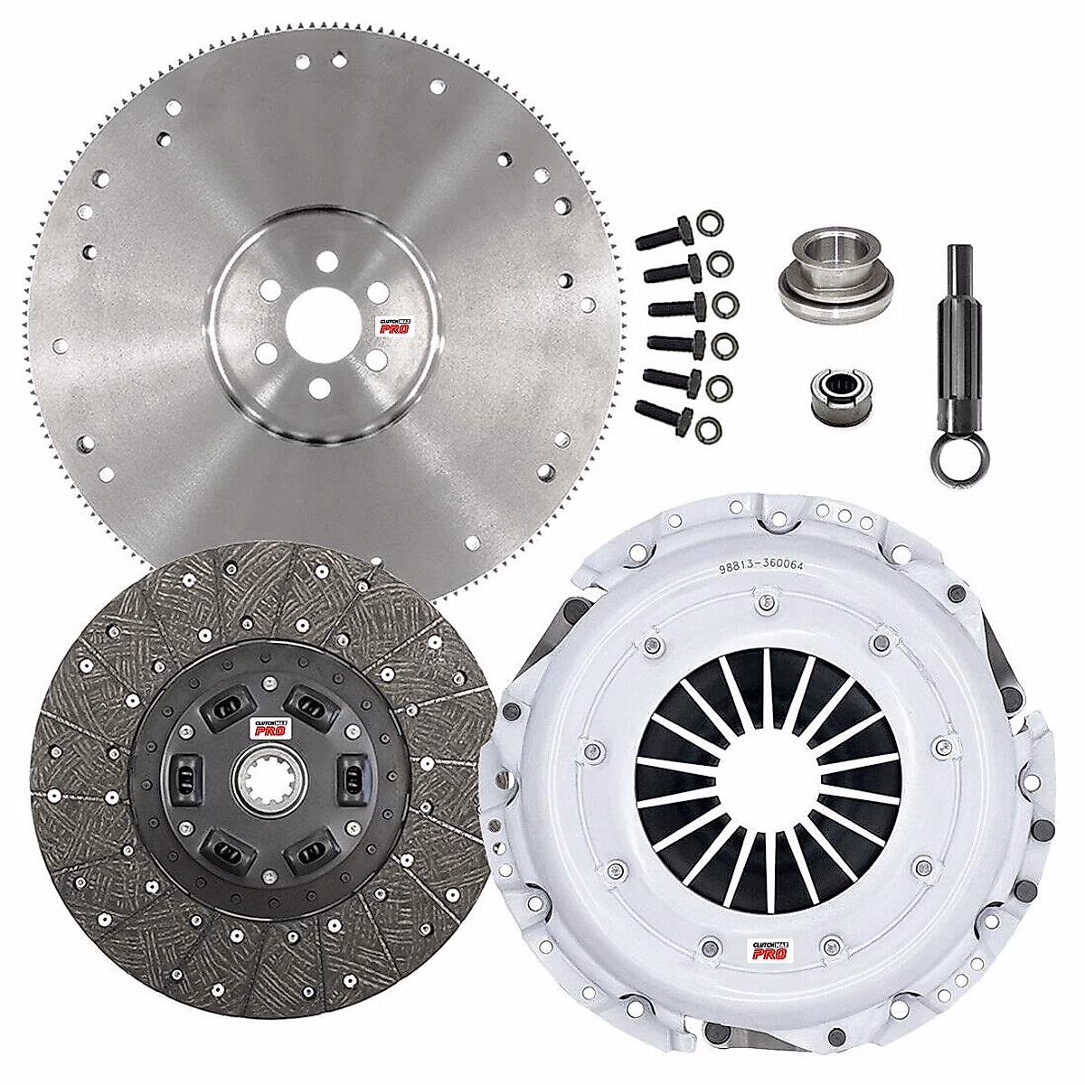 ClutchMaxPRO Performance Stage 1 Clutch Kit with Flywheel Compatible with 1983-1987 Ford E150 E250 E350 Econoline 1983-1993 Bronco F100 F150 F250 F350 4.9L (CP07132HD-FW167934-ST1)