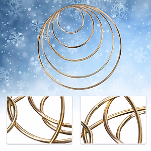 BigOtters Dream Catcher Rings, 10PCS Wreath Macrame Rings Gold Metal Floral Hoops for Making Wedding Wreath Decor Wall Hanging Crafts, 5 Sizes