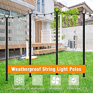 LETIANPAI 4 Pack String Light Poles,10 Ft Metal Poles with Fork for Outdoor String Lights,Outdoor Light Poles with Fork,Poles/Post/Stand for Outside,Patio,Deck,Backyard,Garden Wedding,Party
