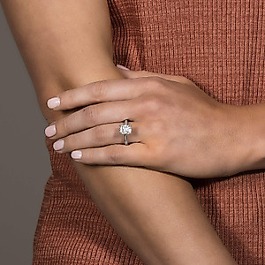 Charles & Colvard Created Moissanite 9x7mm Radiant Cut Engagement Ring for Women | 2.88 cttw DEW | Lab Grown | Solid 14K White Gold with Rhodium | Size 8