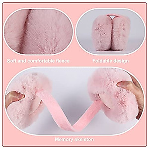 KINBOM Winter Ear Muffs, Cute Ear Muffs Winter Women Foldable Earmuffs Women Winter Earmuffs Ear Covers for Winter Cold Weather Outdoor (Pink)