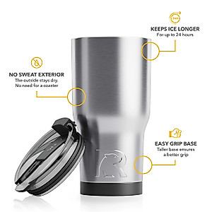RTIC 20 oz Insulated Tumbler Stainless Steel Coffee Travel Mug with Lid, Spill Proof, Hot Beverage and Cold, Portable Thermal Cup for Car, Camping