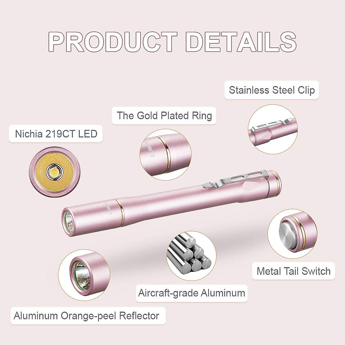 LUMINTOP IYP365 LED Penlight, Super Bright High Color Rendering Nichia LED Aluminum Alloy Pen Light for Diagnostic, IPX-8 Waterproof, 3 Modes, Powered by 2AAA Battery