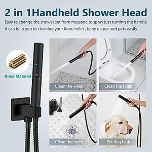 Aolemi Shower System with Rainfall Shower Head and Handheld,High Pressure Shower Faucet Set Fixture Combo with 2 in 1 Handheld Spray Rough-in Valve Included,Wall Mount 12 Inch Matte Black