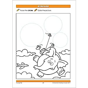 School Zone - Tracing Trails Workbook - 32 Pages, Ages 3 to 5, Preschool, Pre-Writing, Intro to Shapes, Alphabet, Numbers, and More (School Zone Little Hand Helper™ Book Series)