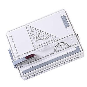 A4 Drawing Board Set, Adjustable Angle Drafting Tables with T-shaped Square Rulers/Triangular Board/Angle Ruler, Multi-function Drawing Board Tool for Student Engineer Architect