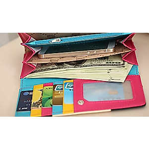 Vintage Style PU Leather Cute Paris Effiel Tower Cartoon Trifold Wallet Cash Coin Long Purse Card Holder for Women & Girls (Yellow)