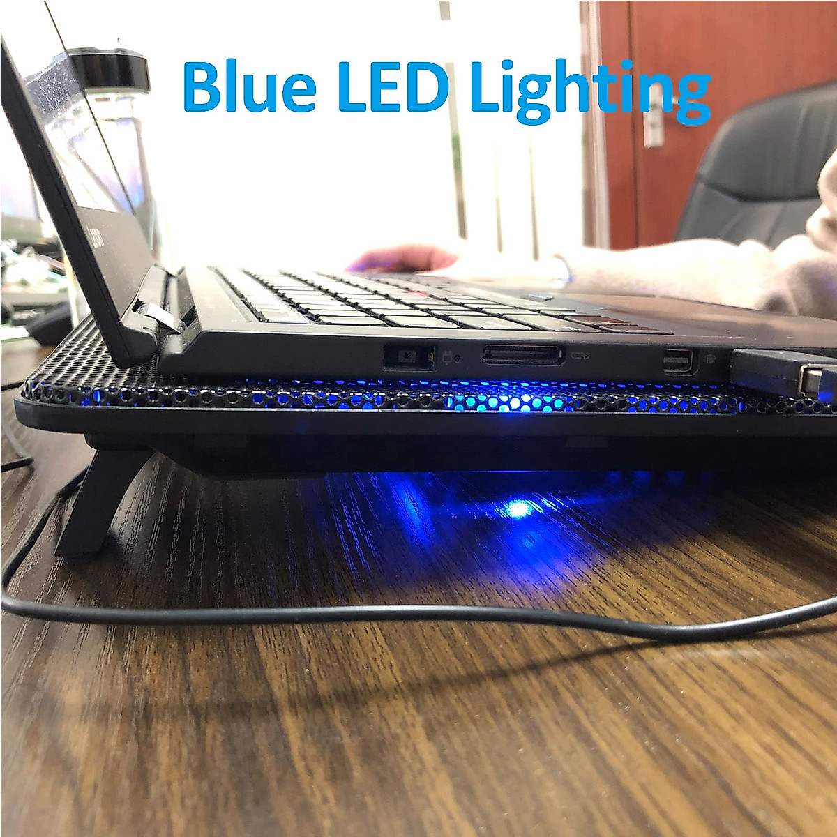 AICHESON Laptop Cooling Pad 2 1000RPM Fans Portable Computer Cooler, Blue LEDs, S007