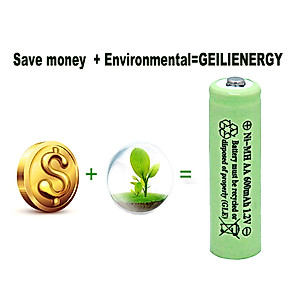 NiMH AA 600mAh 1.2V Rechargeable Batteries for Solar Lights, Garden Lights, Remotes, Mice(Pack of 12)