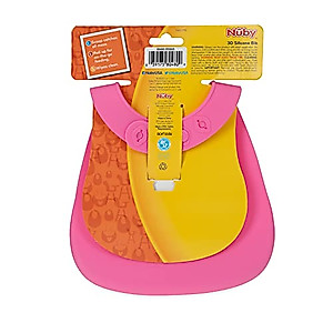 Nuby 3D Soft Silicone Bib with Scoop, BPA Free, 6+M, Pearl Necklace