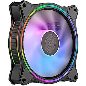 Cooler Master MasterFan MF140 Halo Duo-Ring Addressable RGB Lighting 140mm Fan, Absorbing Rubber Pads, PWM Static Pressure for 5V 3-Pin ARGB,NOT Work with 4-pin RGB or RGB+12V (Gen-2 MF140 Halo)