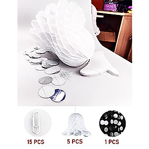 Hanging Paper Bells Honeycomb 5 Pieces and Glittery Silver Tassels,White Bridal Honeycomb Bells Decorating Supplies Suitable for Wedding Decoration, P… (10)