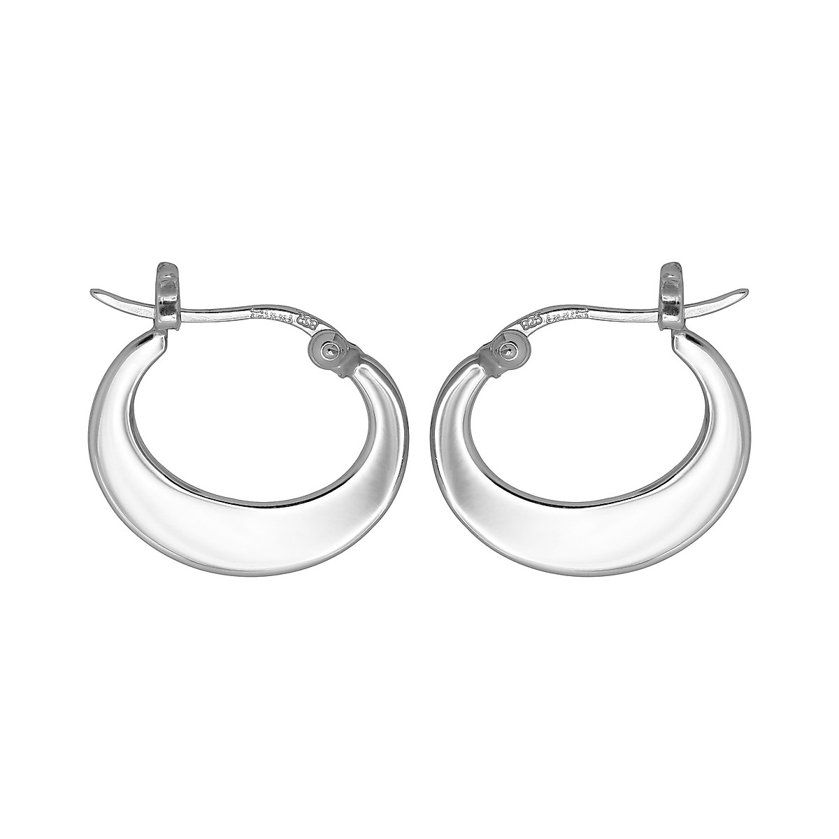 Boma Jewelry Sterling Silver Polished Crescent Snap Down Hoop Earrings
