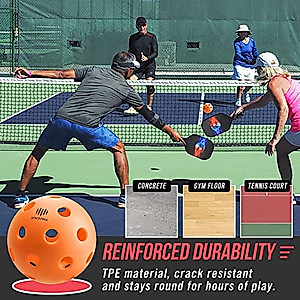 SPACEZHUA Indoor Pickleballs，XX-26holes Pickleball Balls，USA Pickleball(USAPA) Approved, TPE Material Pickle Balls high Elasticity Aging Resistance，Orange & Yellow，6，10 Packs.