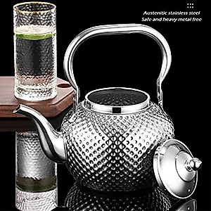 VATTEA Water Kettle Electric Stainless steel teapot hammer pattern kettle with tea strainer household restaurant induction cooker tea maker (Color : Silver)