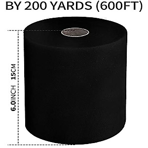 Anivia Tulle Roll 6” by 200 Yards (600 Feet) Tulle Fabric Organza Tulle Spool for Tutu Skirt Sewing Crafting Fabric Baby Shower Halloween Decor Wedding Backdrop Decor Gift Wrapping (Black)