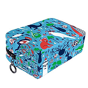 TBOUOBT Cosmetic Travel Bags, Makeup Case, Makeup Bag for Toiletries, Cartoon Animal Octopus Parrot Snake