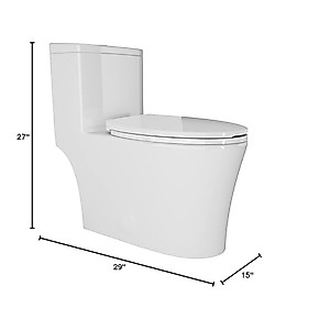 JINGZE Dual Flush Elongated Standard One Piece Toilet for Bathroom Comfort Height in White