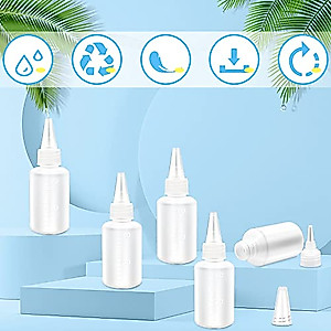 Heatoe 20 Pack 2oz Squeeze Bottles,Plastic Mini Empty Squirt Bottle with Attachable Cap Lids,Nice for Crafts,Art,Glue,Multi-Purposes Set and More