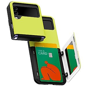 GOOSPERY Galaxy Z Flip 4 / Z Flip 3 Wallet Case with Card Holder, Protective Dual Layer Bumper Phone Case, Lime