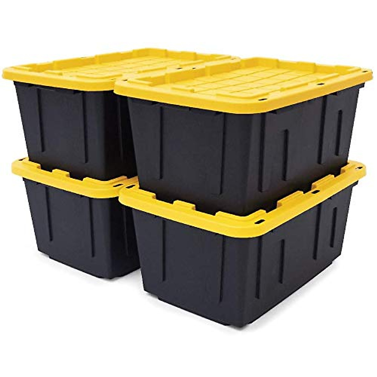Extreme Duty 27 Gal. Tough Storage Bin in Black 4 pack with Lids