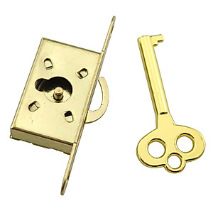 ZCZQC Gold Metal Flush Mount Lock Set for Grandfather Clock, Cabinet Door or Dresser Drawer