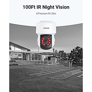 ANNKE 1080P 2MP AHD CCTV Home Surveillance Dome PT Wired Camera with 350° pan and 90° tilt, 100ft IR Night Vision, IP65 Weatherproof Security Add–On Cam for Outdoor Use, Wide Compatibility - APT200
