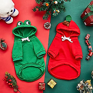 2 Pieces Dog Hoodies Frog Shape Puppy Clothes Dog Fruit Sweatshirt Outfit Warm Winter Sweater Coat Costume for Medium Dogs Cat Puppy Chihuahua Yorkie Clothes Cold Weather Coat, M
