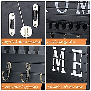 FTUREERA Belt Hanger, Belt Organizer with Hooks Wall Mount, Belt Holder Rack for Men/Women Closet
